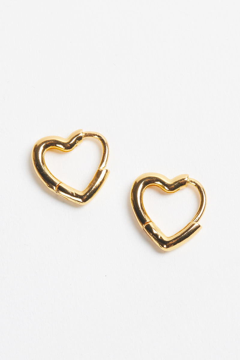 MELANGE BLANC | BROOKE GOLD-PLATED HEART HOOP EARRINGS | The Silence Company