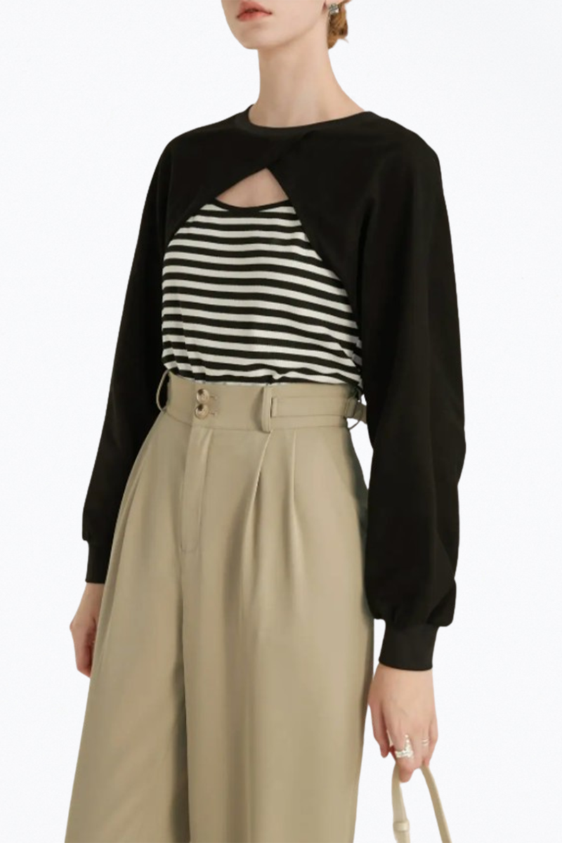 BLACK LAVERNE CONVERTIBLE CROPPED CUTOUT TANK BOLERO SET | FANGYAN ...